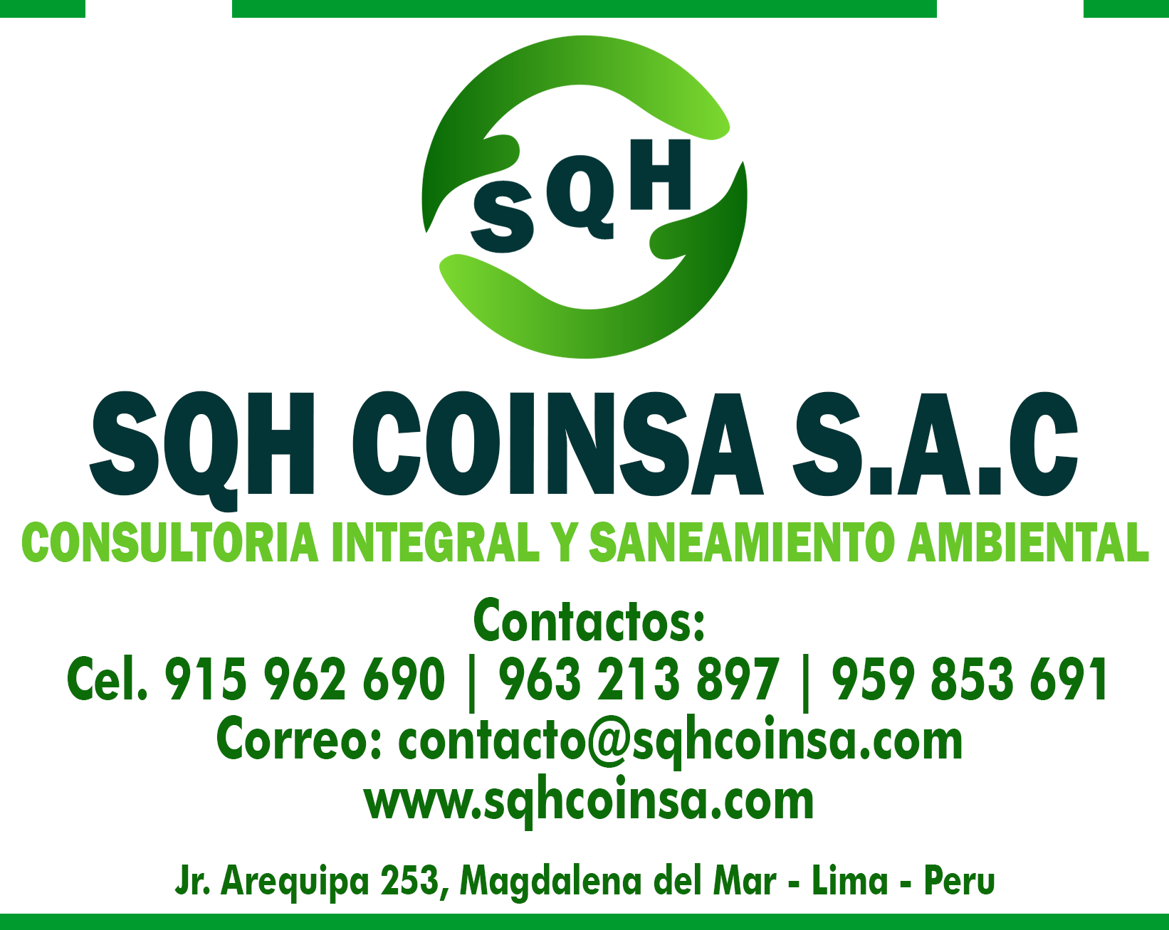 SQH COINSA S.A.C. Consultoría integral y saneamiento ambiental